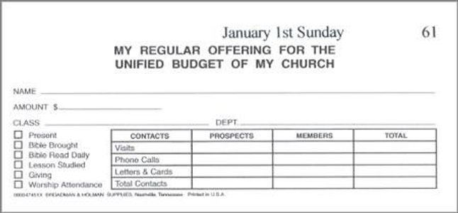 Revised Records System Offering Envelopes | ReachOut Books