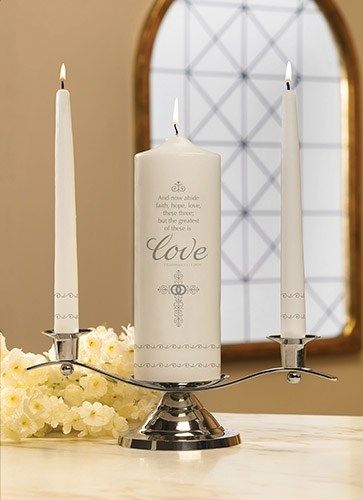 Candle Wedding Unity Set Faith Hope And Love Silver The Galilean