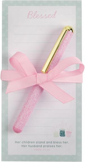 Christian Art Gifts Magnetic Notepad Set with Pen for Women: Blessed ...