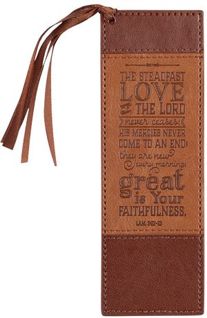 Christian Art Gifts Brown Faux Leather Bookmark Steadfast Love ...