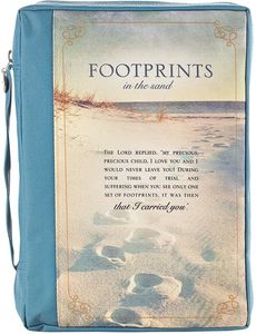 Canvas Bible Cover - Footprints [Medium] | The Parable Christian Store