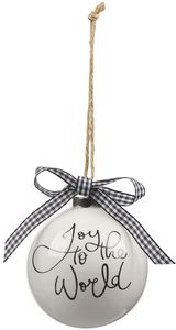 Ornament Round Joy to the World Black and White | Parable.com