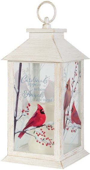 LED Candle Lantern - Cardinals Appear [5-1/2w x 13h x 5-1/2 d ...