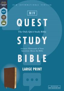 NIV, Quest Study Bible, Large Print, Leathersoft, Brown, Comfort Print ...