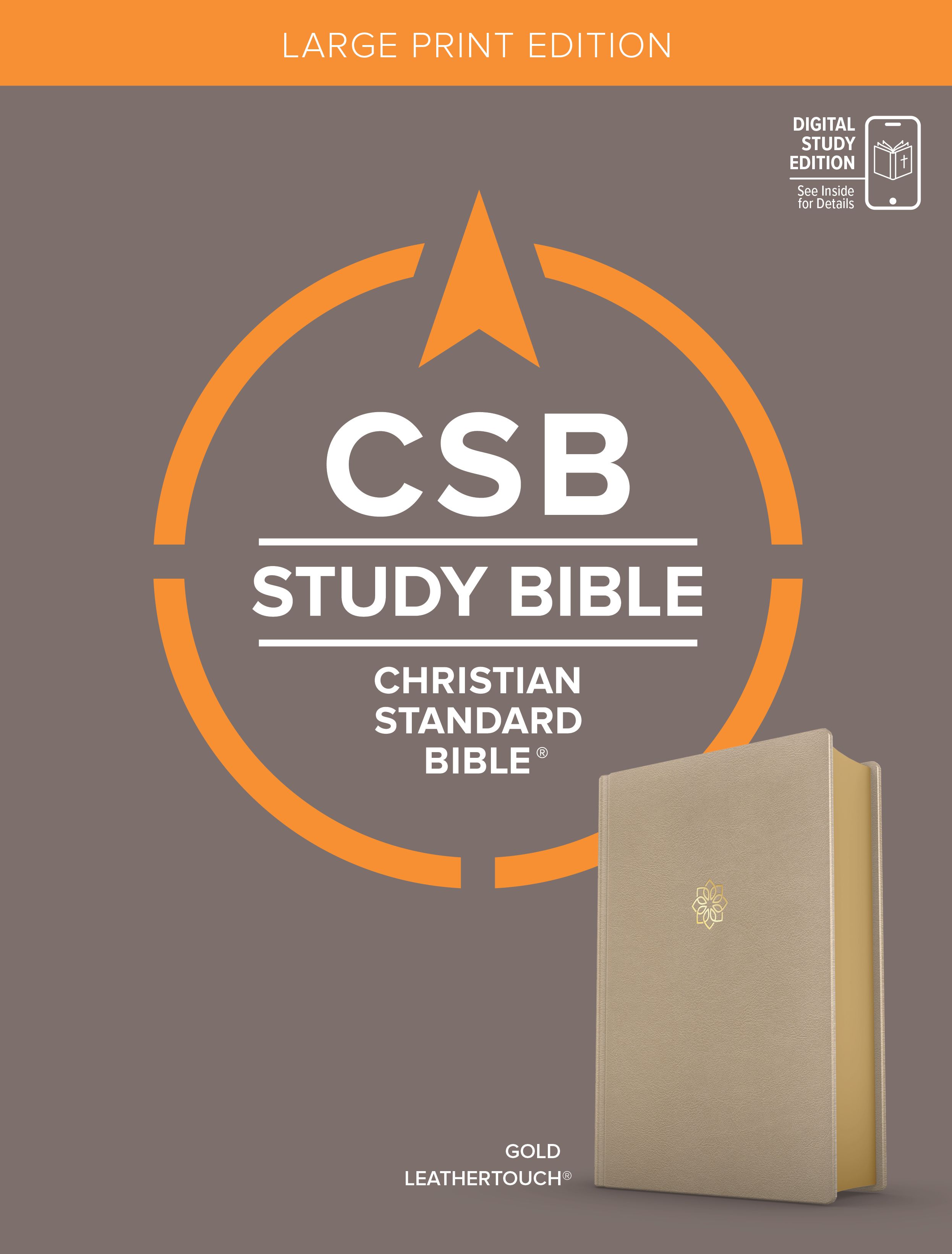 CSB Study Bible, Large Print, Digital Study Edition, Gold Leathertouch ...