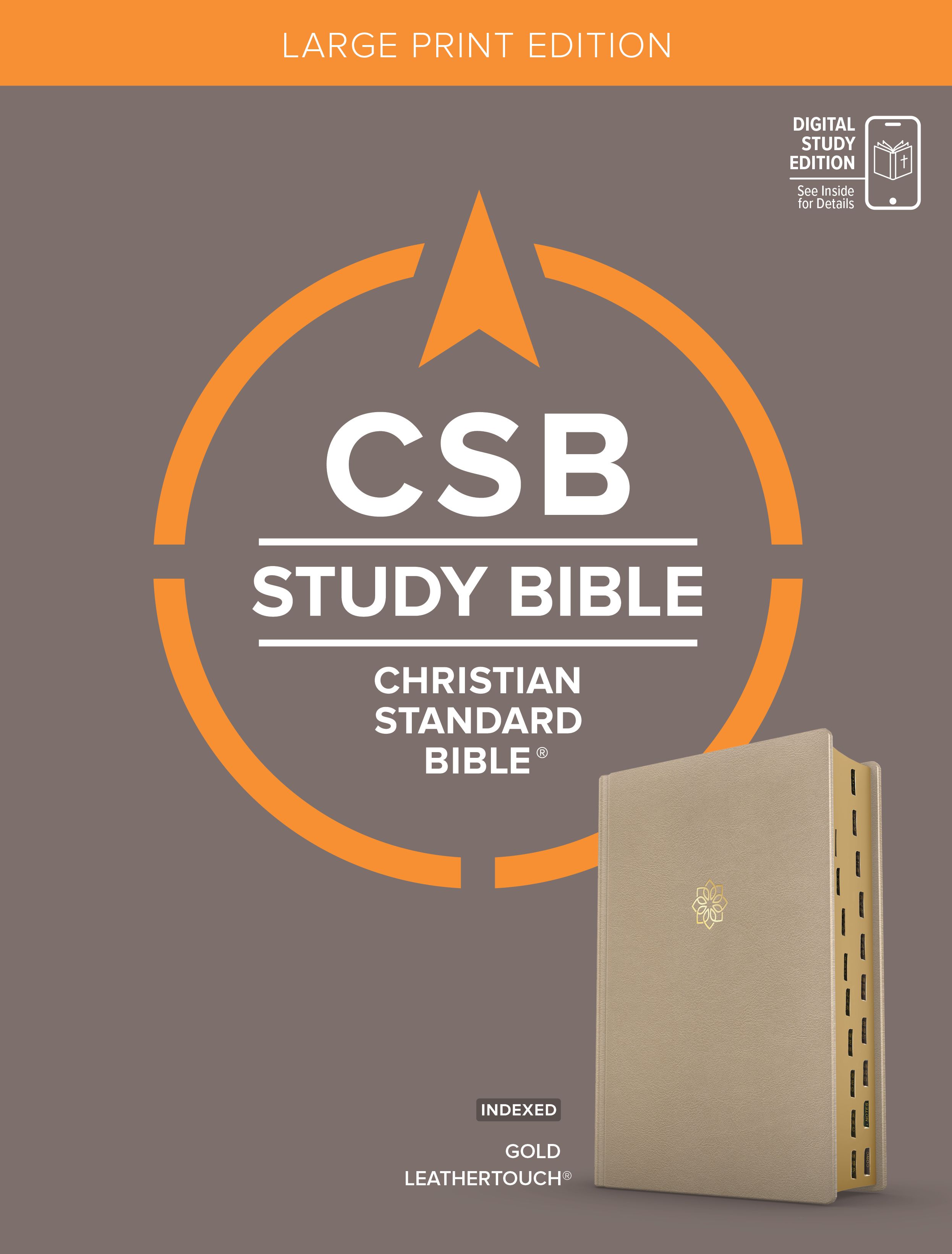 CSB Study Bible, Large Print, Digital Study Edition, Gold Leathertouch ...