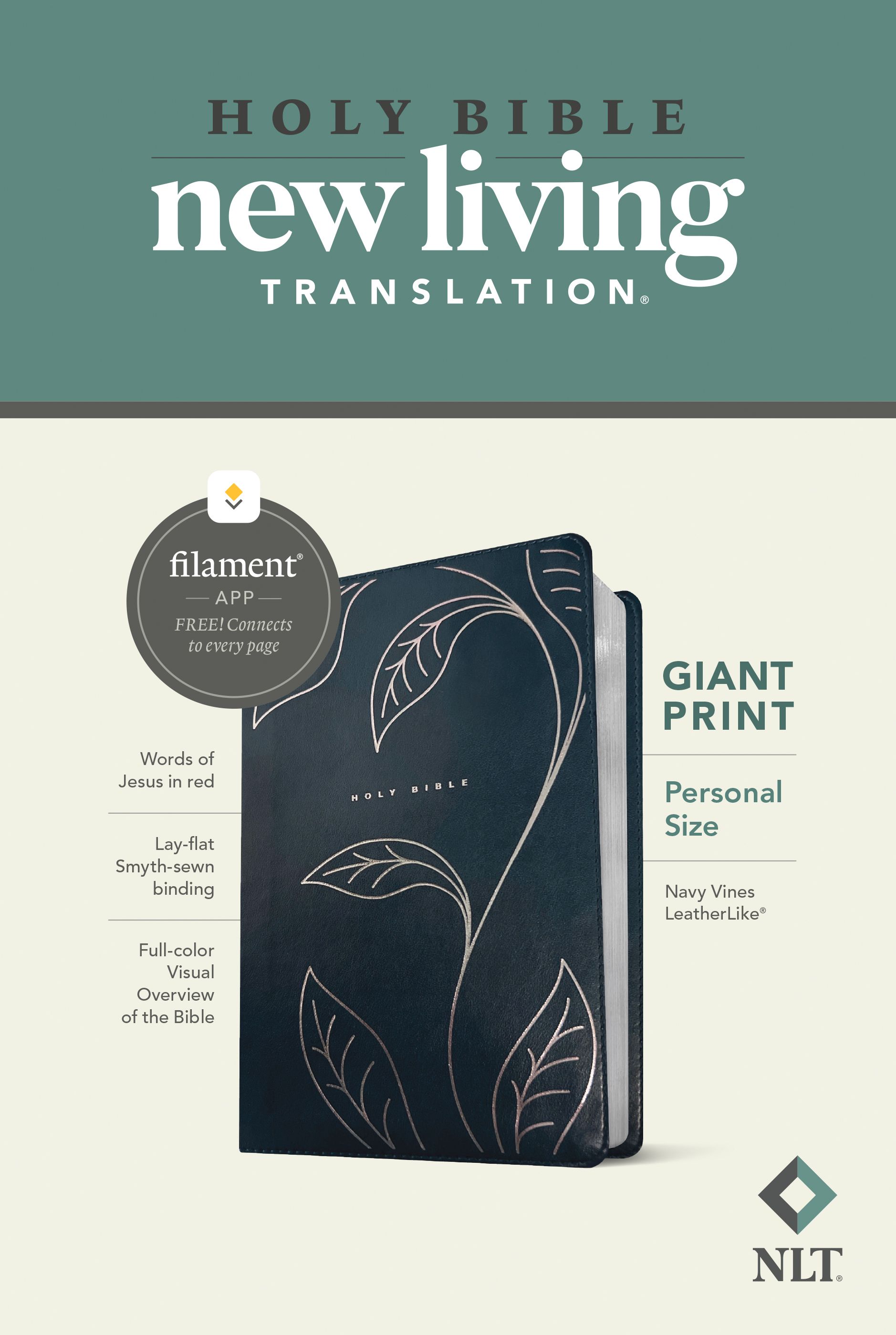NLT Personal Size Giant Print Bible, Filament Enabled (Leatherlike ...